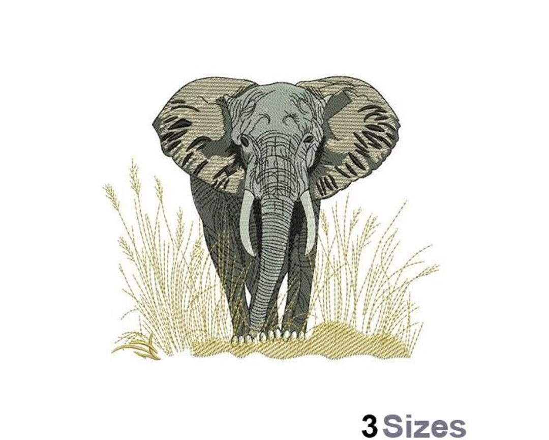 African Elephant - Machine Embroidery Design - 3 Sizes - Etsy