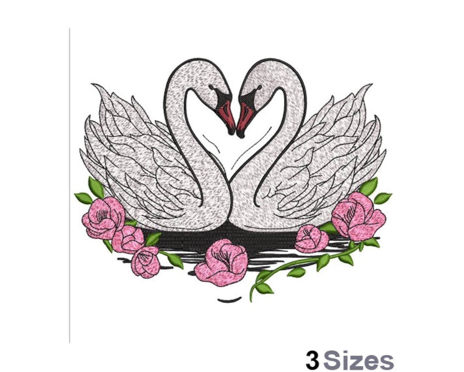 Swan Couple Machine Embroidery Design 3 Sizes - Etsy