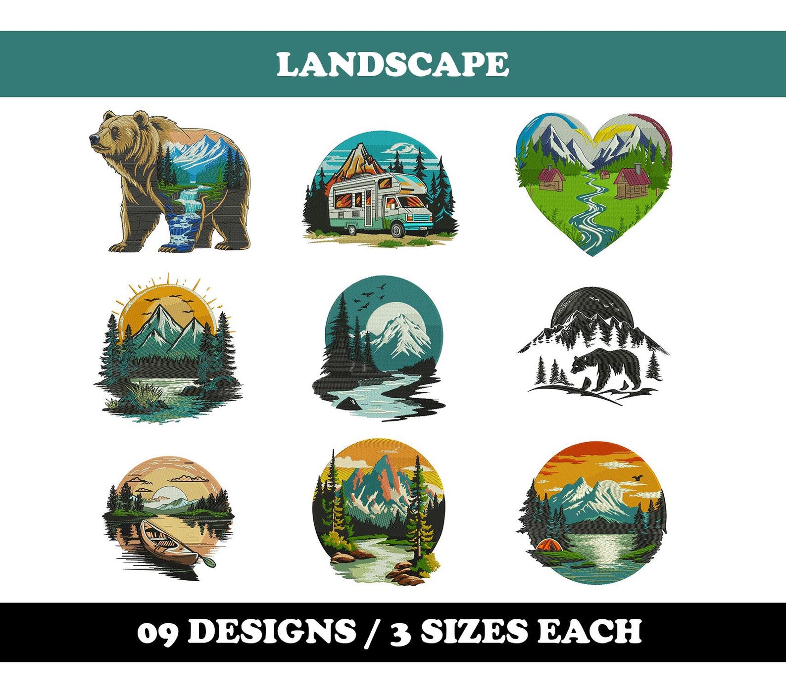 Landscape (9 Designs) - Machine Embroidery Bundle - Etsy