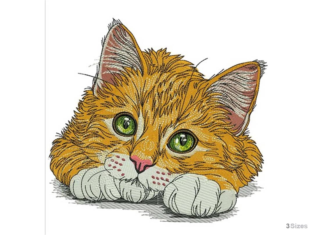 Ginger Tabby Cat - Machine Embroidery Design - 3 Sizes, Orange Cat ...