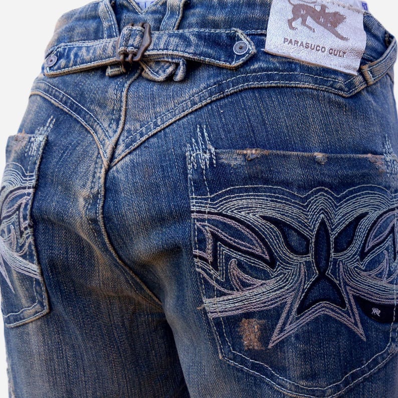 Flared Jeans, Embroidered Jeans, Vintage Denim Pant, Designer Parasuco ...