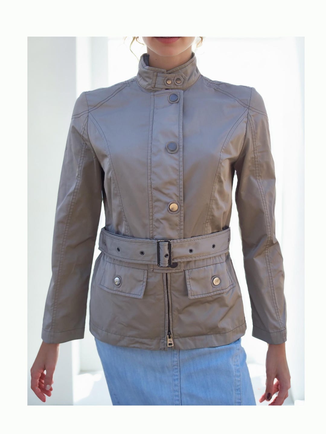 FAY Beige Jacket With Belt, Women Saharan Jacket. Fay Vintage Jacket ...