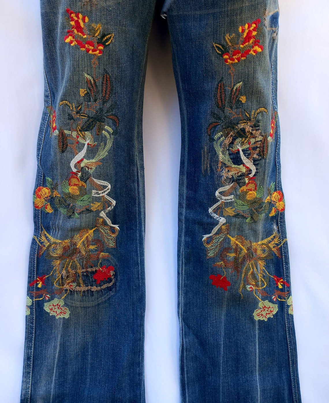 Flared Jeans, Embroidered Jeans, Vintage Denim Pant, Designer Parasuco ...