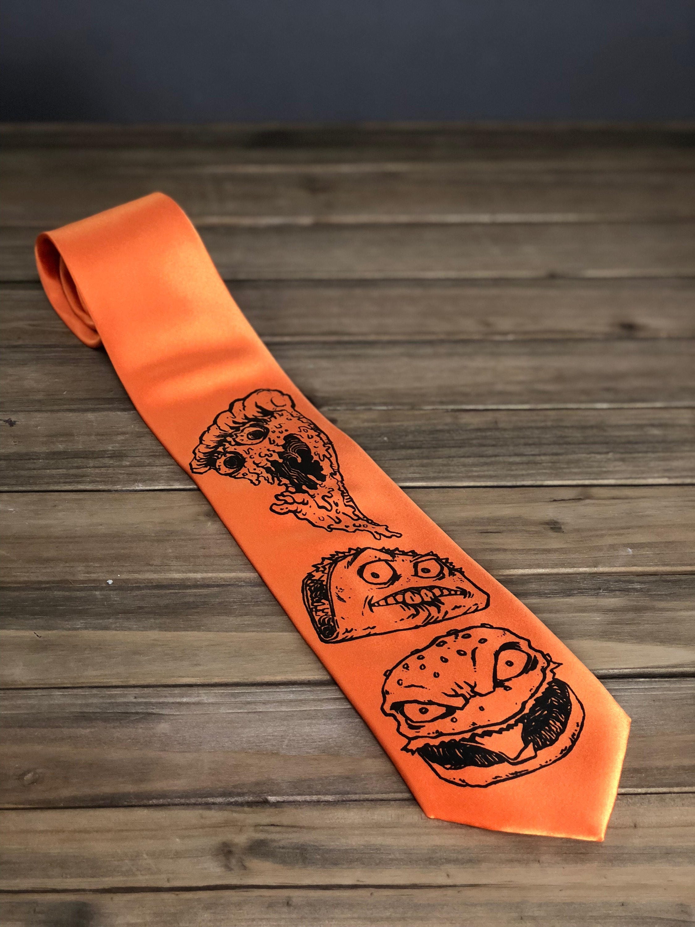 ORANGE Tie food Necktie pizza Taco Hamburger Formal Tie | Etsy