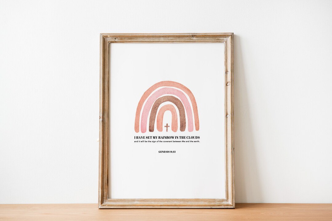 Rainbow Promise Scripture Art Print - Etsy