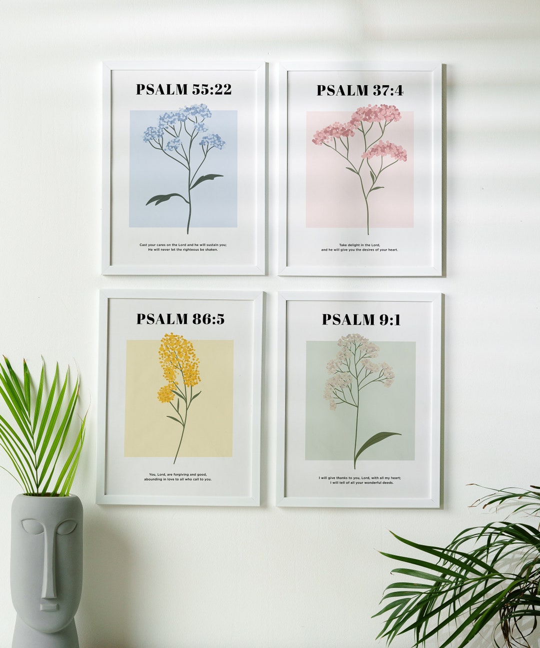 Set of 4: Floral Psalms Scripture Art Prints - Etsy