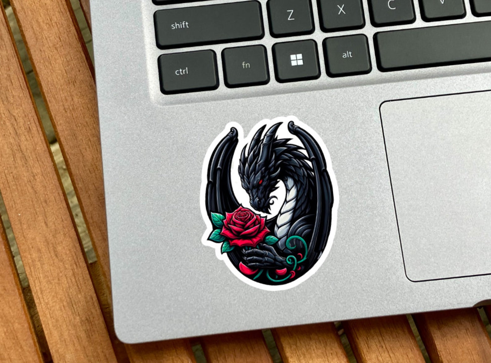 Dragon Sticker, Dragon and Flower Sticker, Dragon Stickers, Dragon ...
