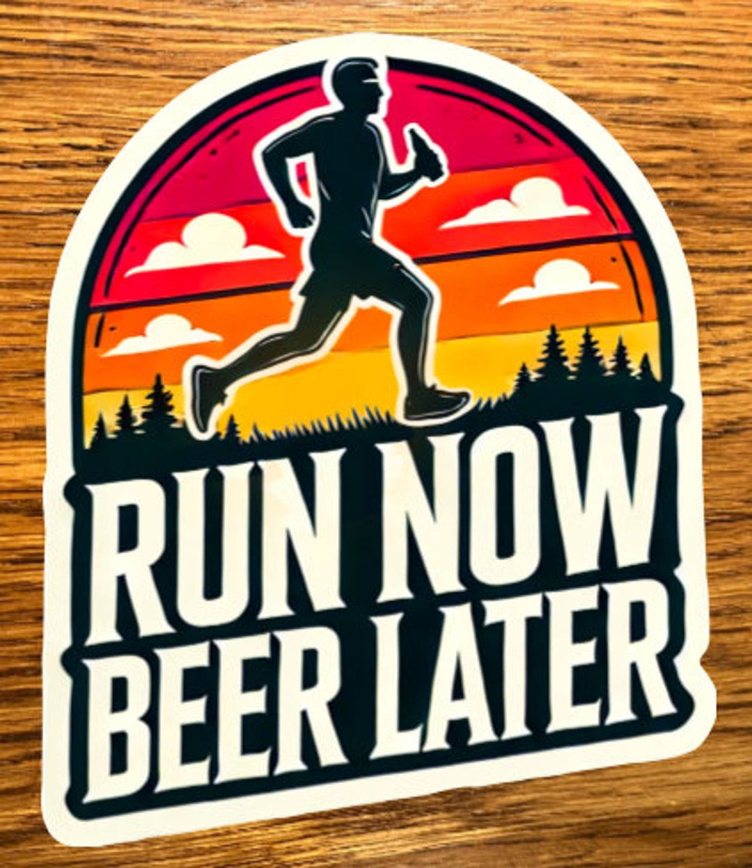 Run Now Beer Later Running Sticker, Funny Running Stickers, Running ...