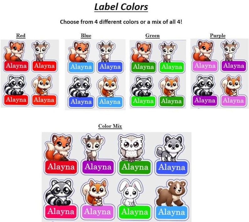 Cute Rainforest Animal Name Labels, Cute Name Labels for Kids, Cute ...