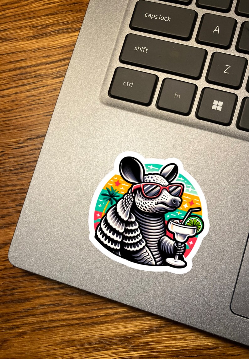 Armadillo Drinking a Margarita Vinyl Sticker, Armadillo Stickers ...