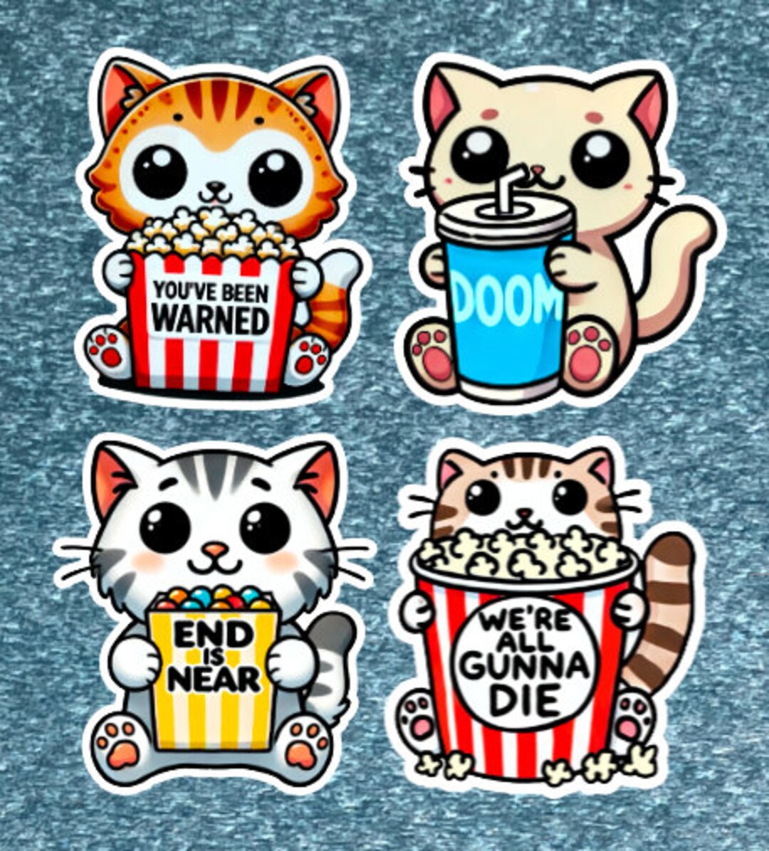 Cute Cat Stickers, Quirky Cat Decals, Silly Cat Stickers, Funny Cat ...