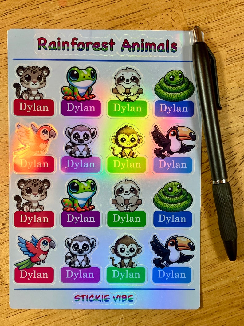 Cute Rainforest Animal Name Labels, Cute Name Labels for Kids, Cute ...