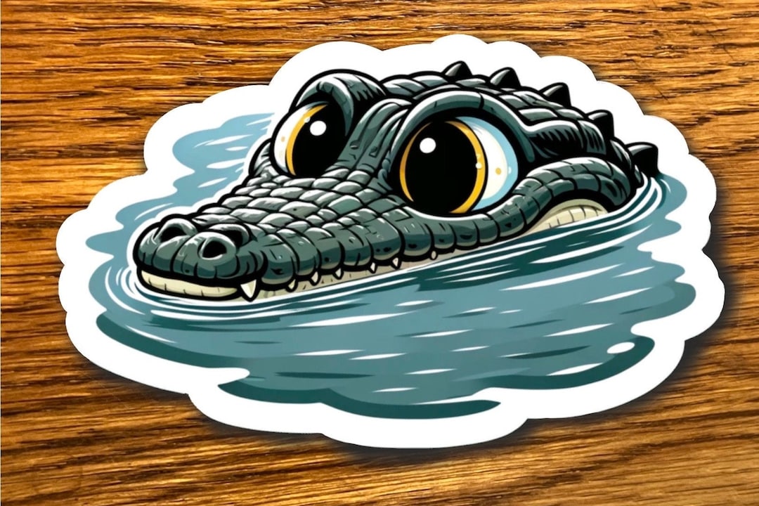 Sneaky Alligator Vinyl Sticker, Cute Alligator, Alligator Decals, Water ...