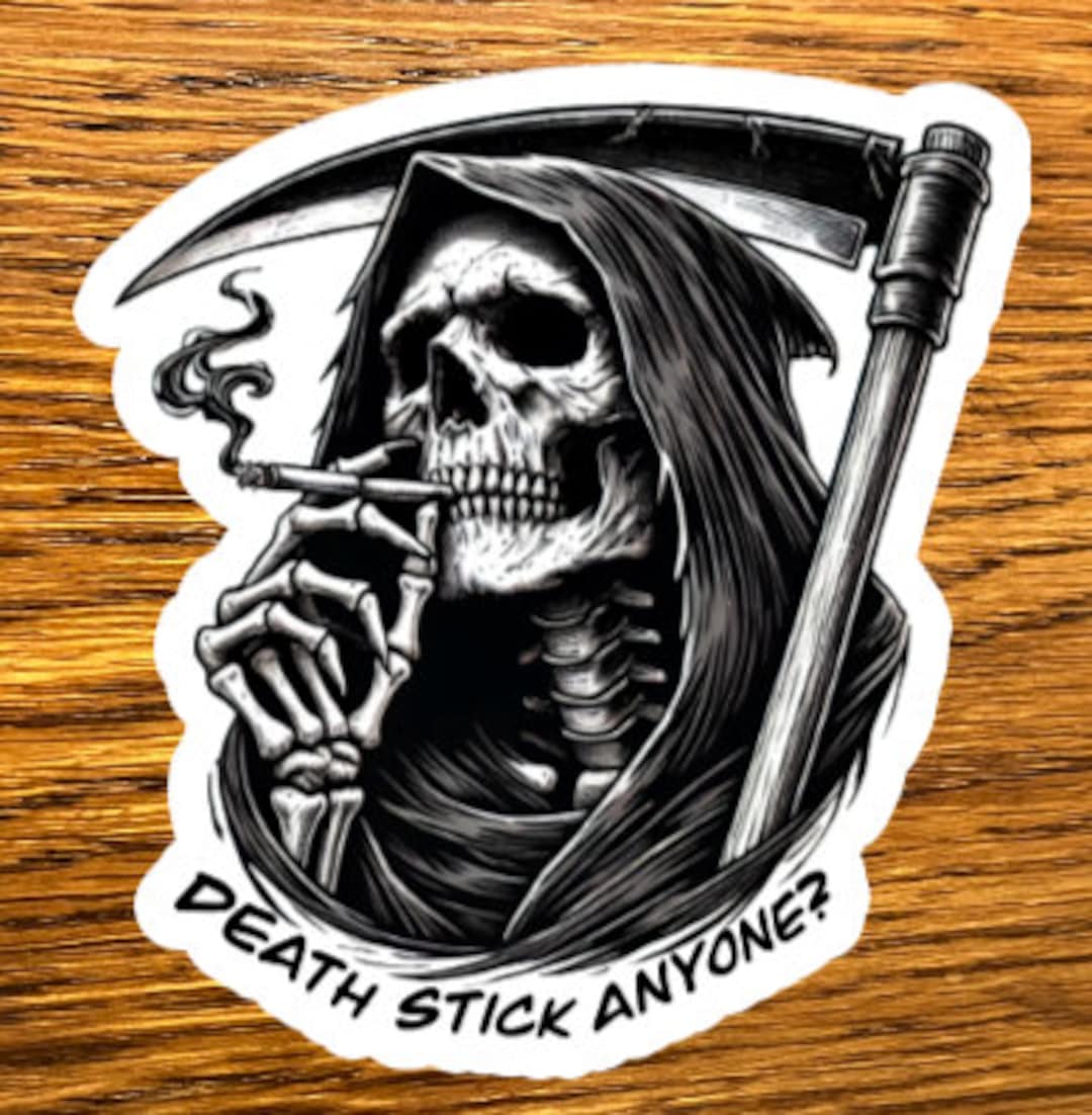 Grim Reaper Smoking Sticker, Funny Grim Reaper Sticker, Reaper Decals ...