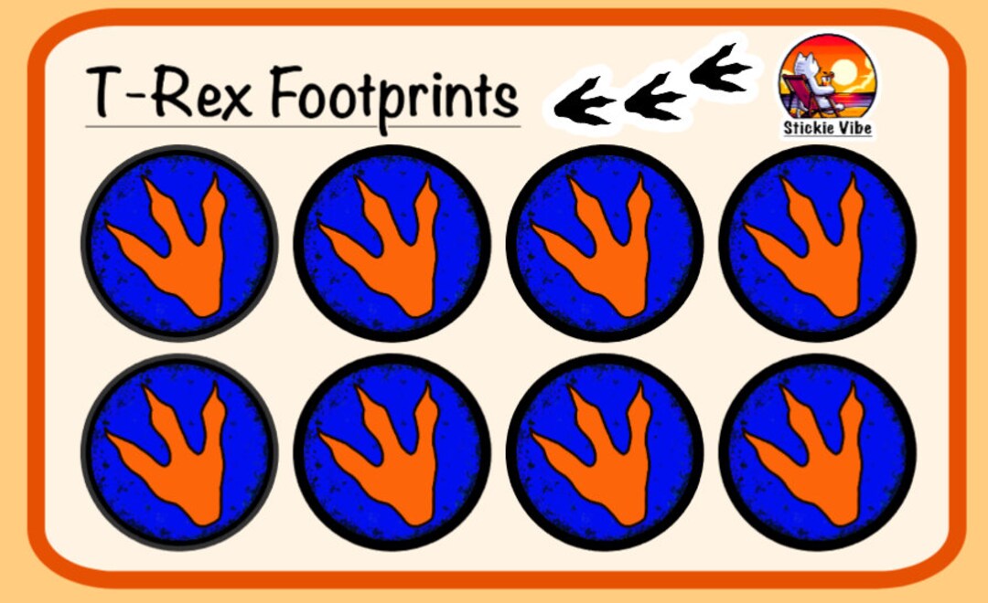 T-rex Footprint Vinyl Stickers, T-rex Tracks, T-rex Prints, T-rex ...