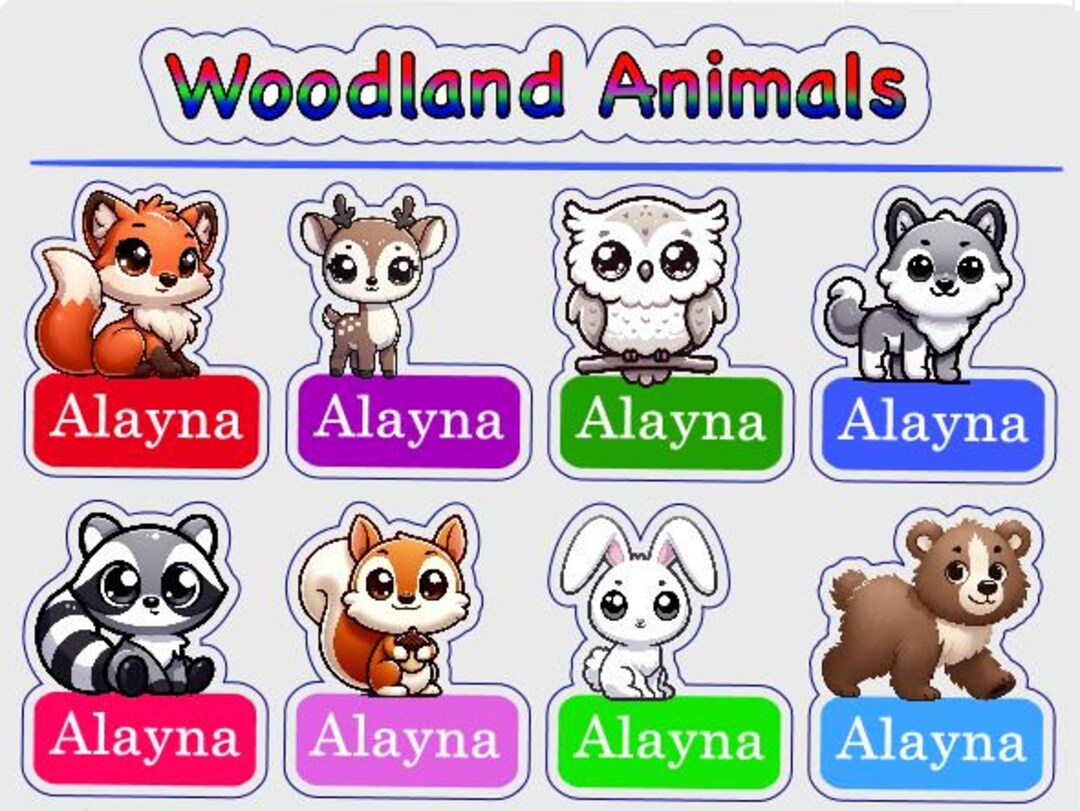 Cute Animal Name Labels, Cute Name Labels for Kids, Daycare Labels ...