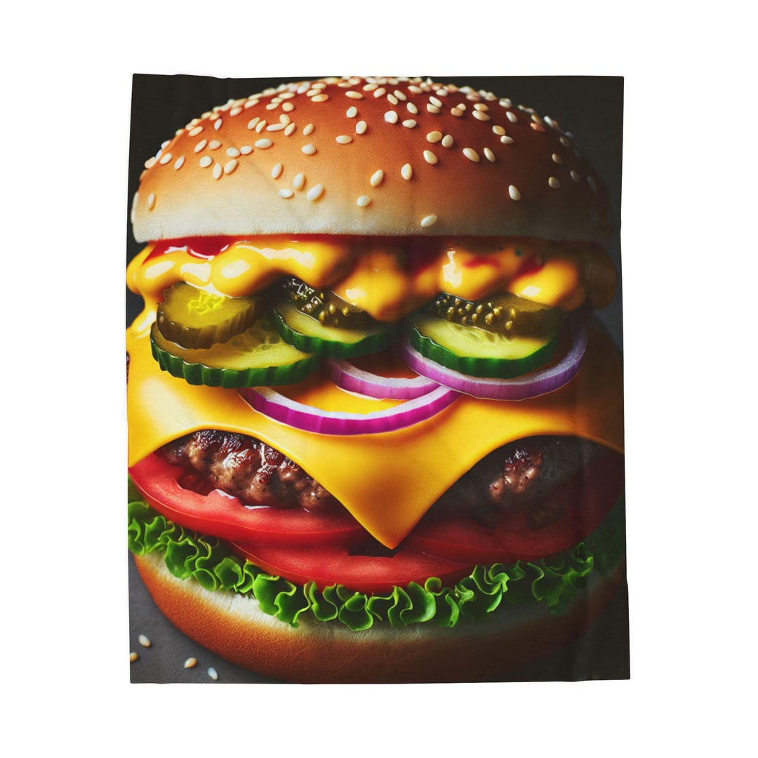 Cheeseburger Blanket, Foodie Gift, Burger Lover Gift, Plush Throw, Cozy ...