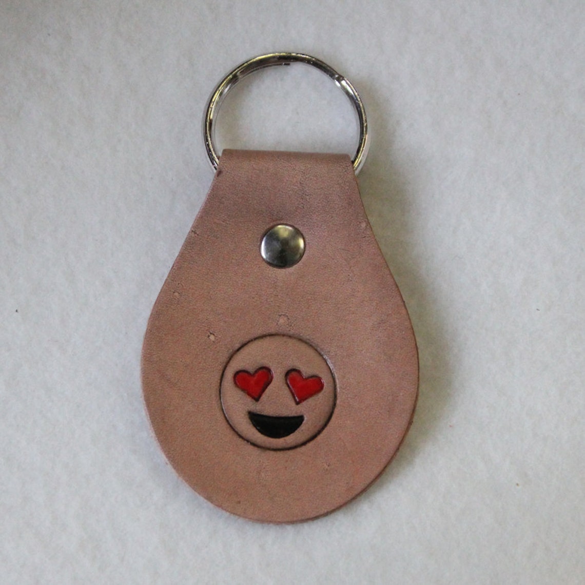 Leather Key Fob Two Hands One Heart Emoji - Etsy