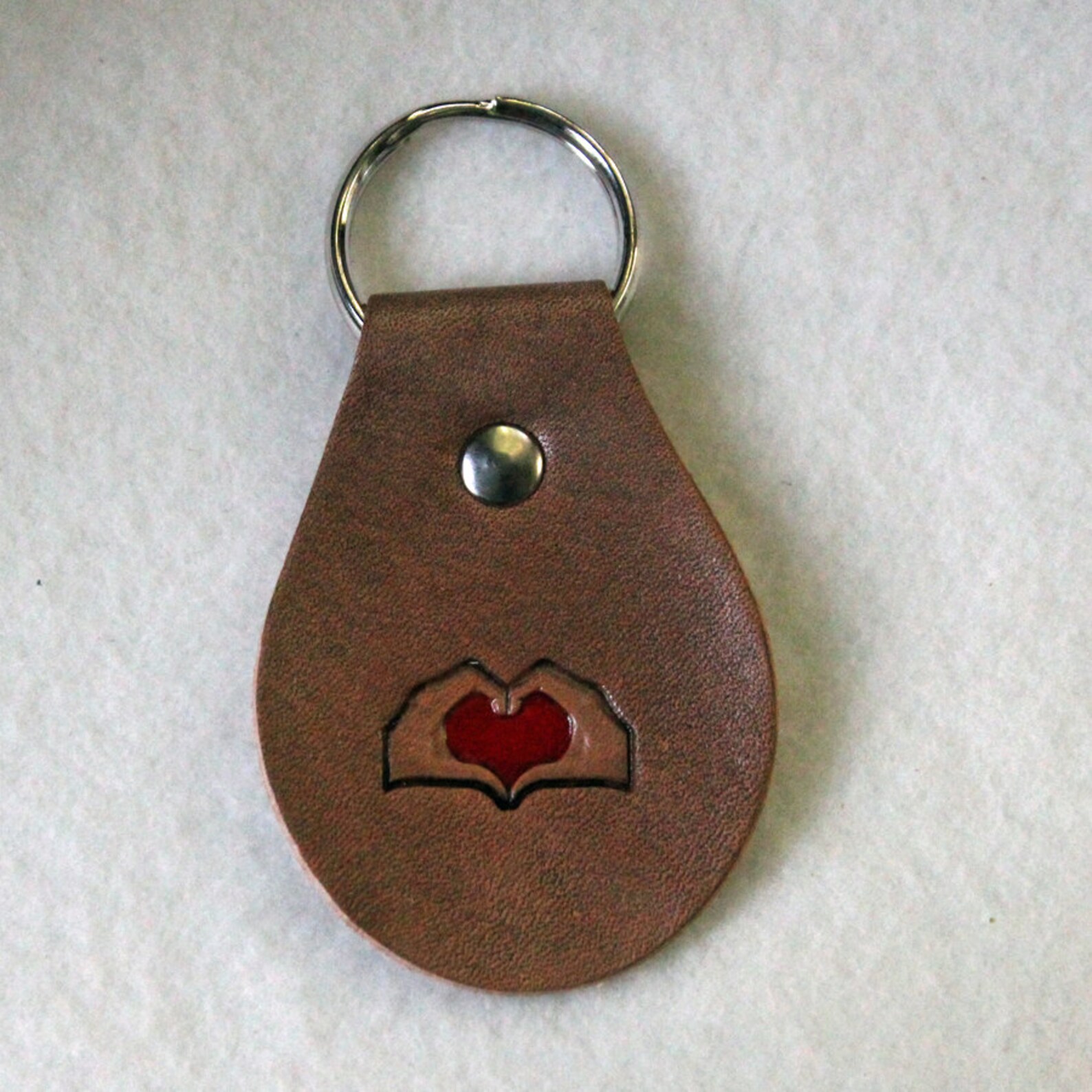 Leather Key Fob Two Hands One Heart Emoji - Etsy