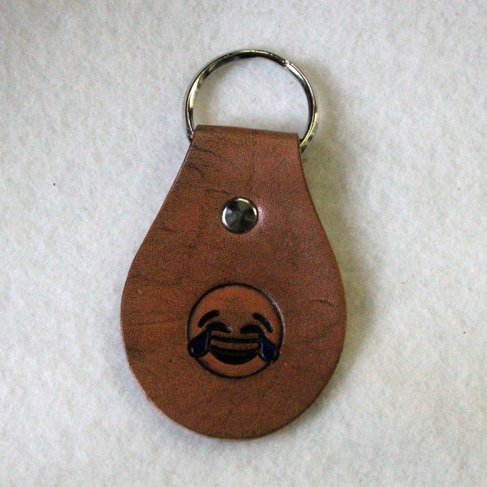 Leather Key Fob Two Hands One Heart Emoji - Etsy