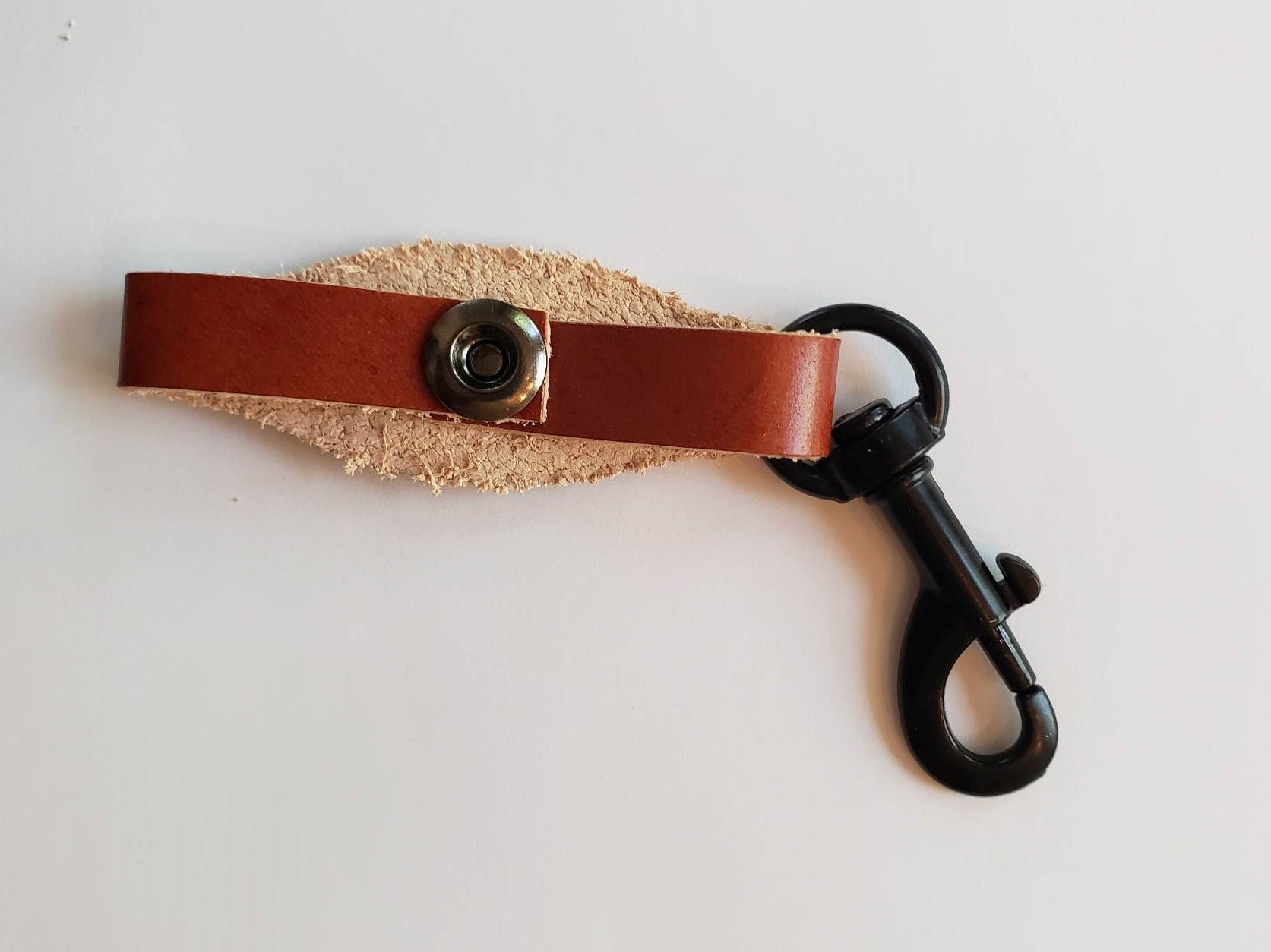 Leather Pocket Watch Fob Reddish Brown With Black Hardware - Etsy