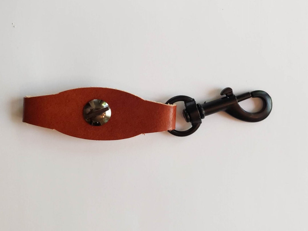 Leather Pocket Watch Fob - Reddish Brown With Black Hardware - Etsy