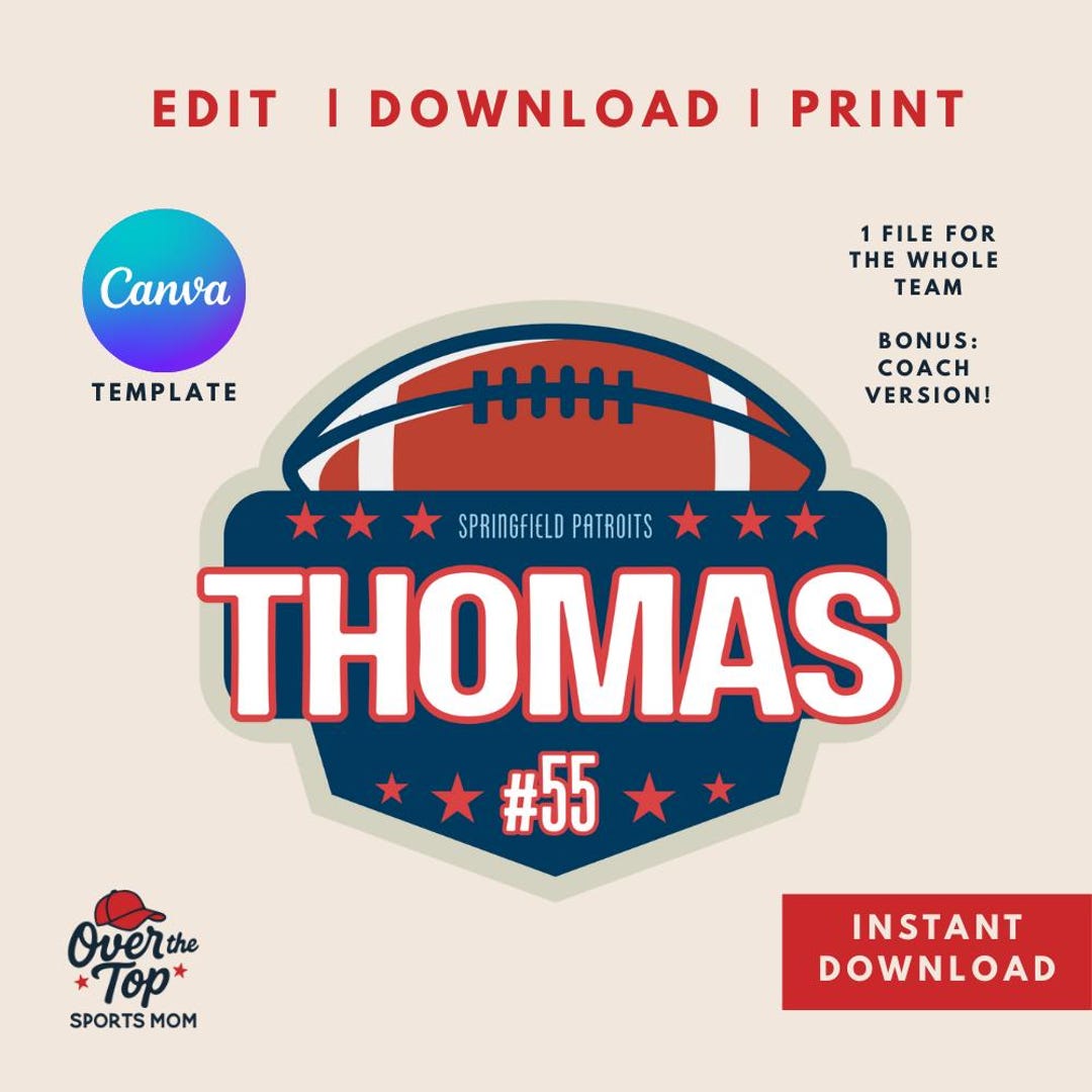 Editable Football Team Door Sign: Canva Template (digital Download) - Etsy