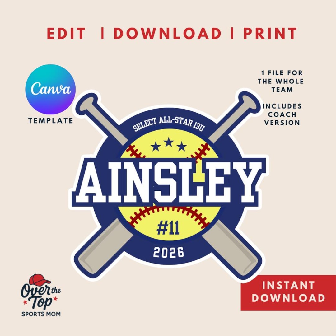 Softball Door Sign – Editable Canva Template for Team Hotel Rooms and ...