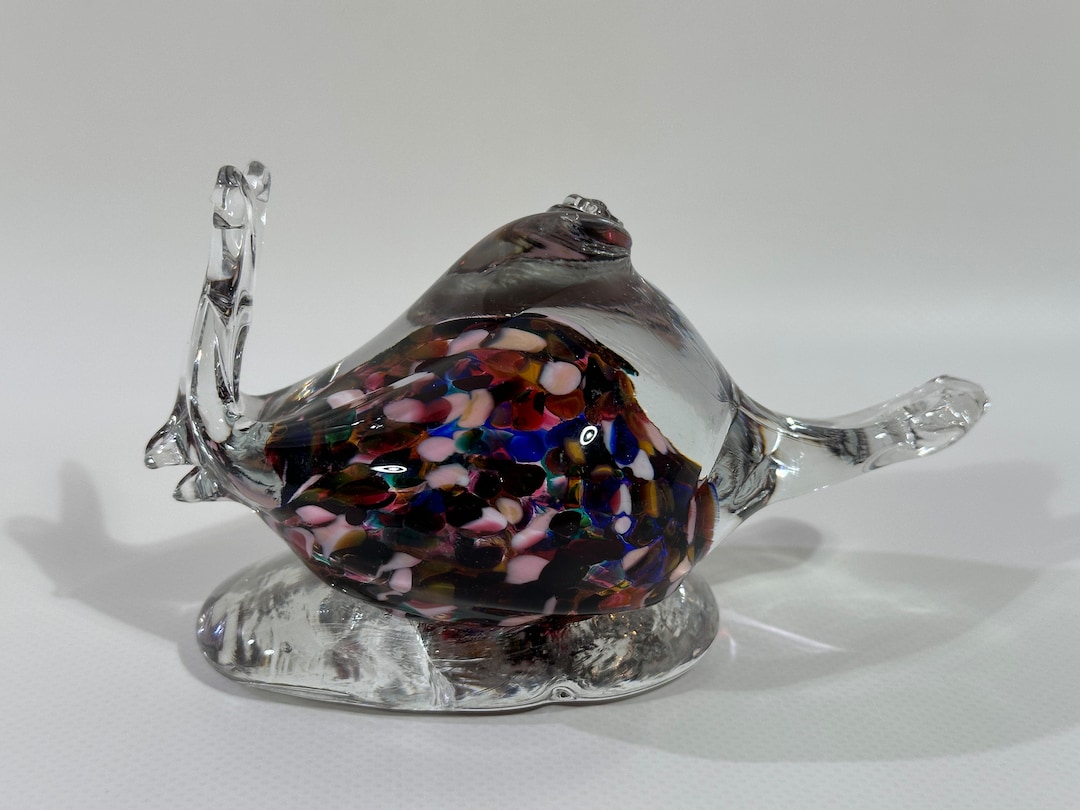 Vintage Lead Crystal Glass Figurine Snail Mythical Creature Paperweight ...