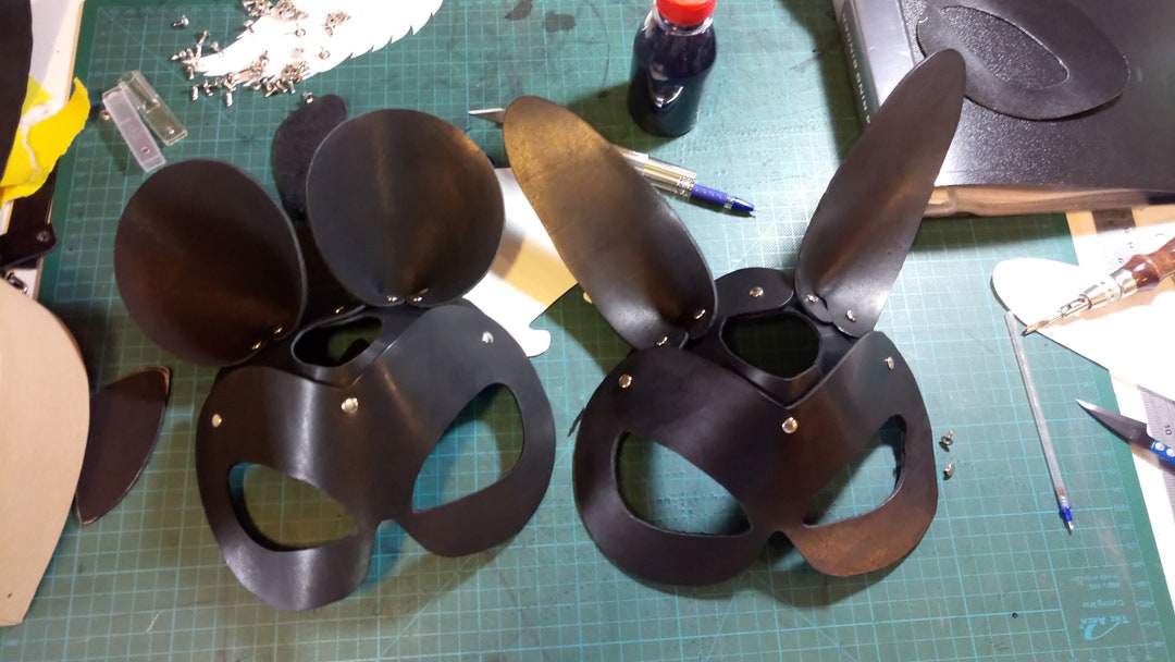 Rabbit Mask Leather Bunny Mask Rabbit Cosplay Festival Mask Women ...