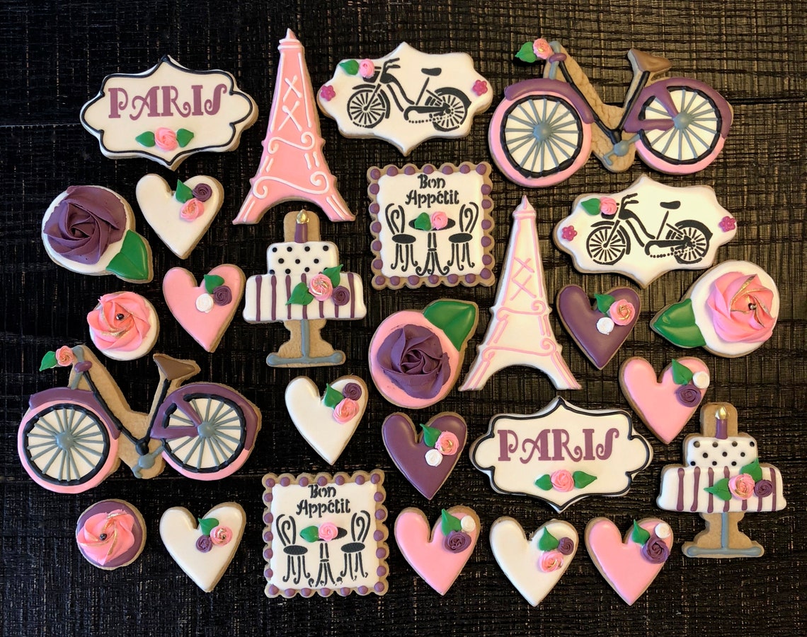 DECORATED Custom Cookies in PARIS Vacation Theme. Birthdays - Etsy