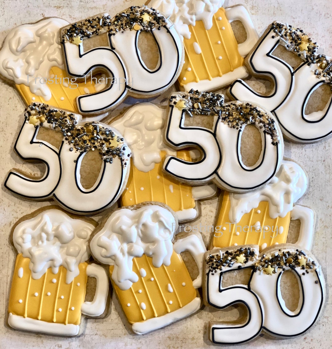 Decorated 50th Birthday Party Theme Cookies. Beer, Whiskey, Diamonds ...