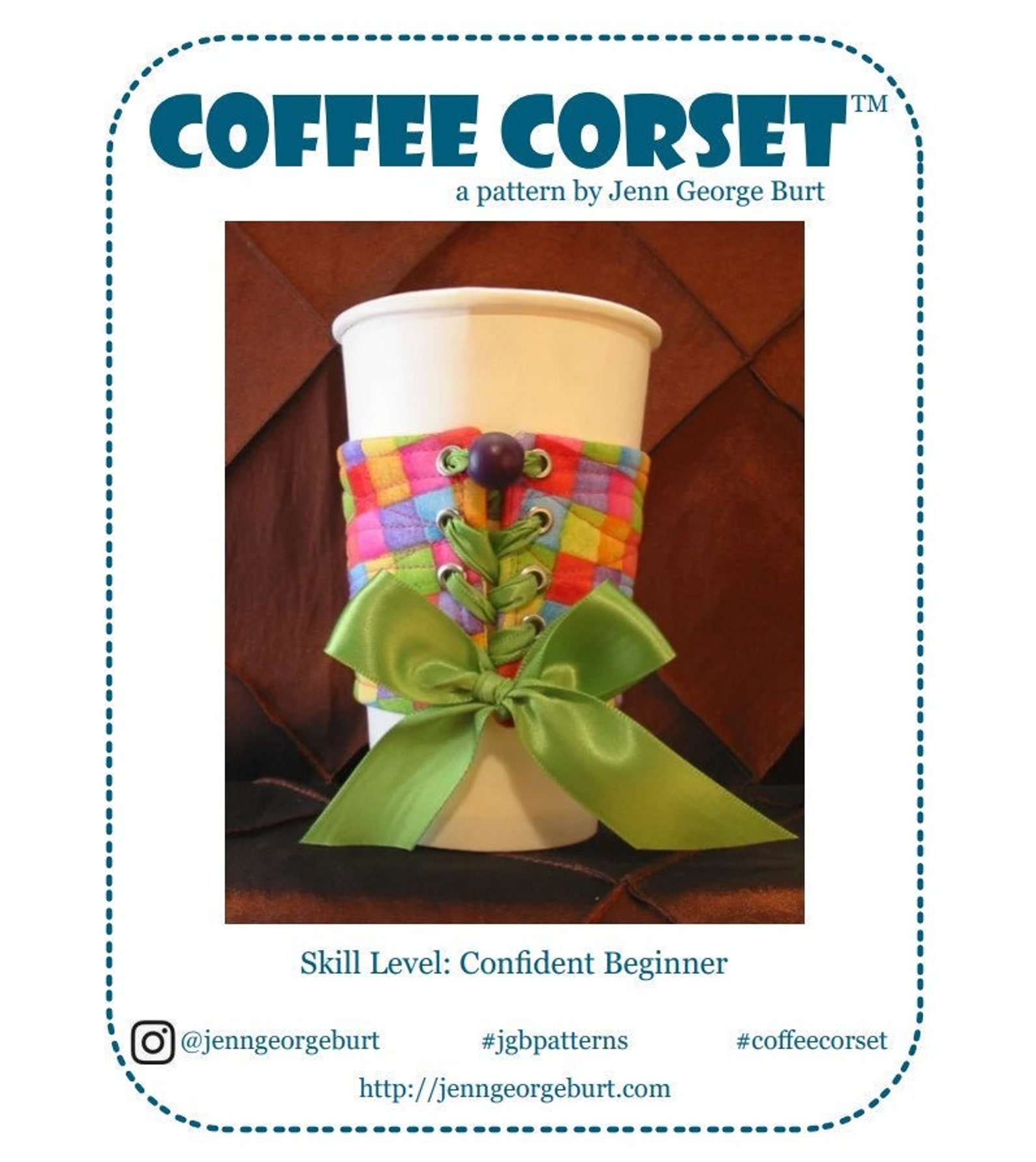 Digital PDF Pattern - Coffee Corset (a Laced Coffee Cup Cozy / Sleeve ...