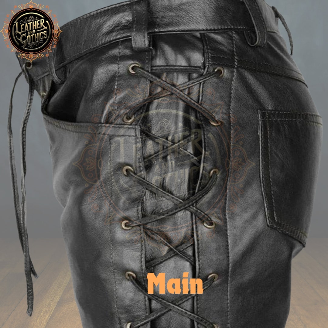 100% Handmade Real Sheep Leather Lace-up Pants, Steampunk Pants, Goth ...