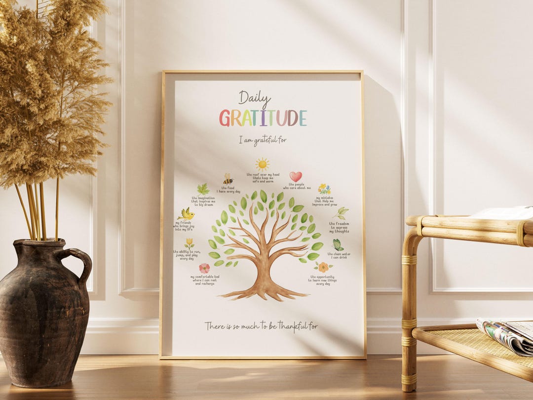 Daily Gratitude Tree Print, Motivational Poster (digital Download) - Etsy