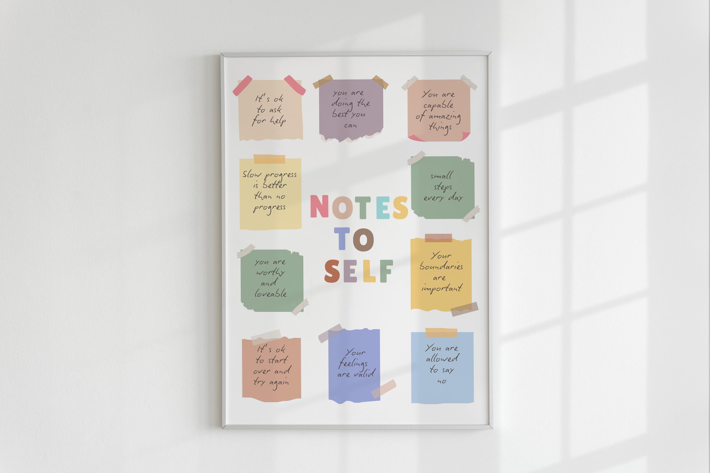 Notes to Self Poster, Motivational Quote Wall Art, Inspirational Quote ...
