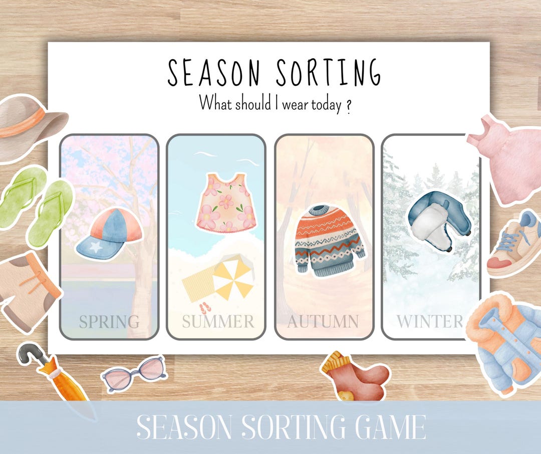 Seasons Sorting Games Activity, Seasonal Matching Outfit Activities for ...