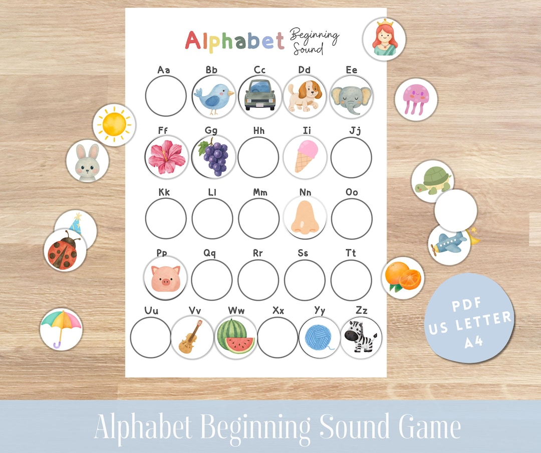 Alphabet Beginning Sound Matching Game, Homeschool Preschool Activity ...