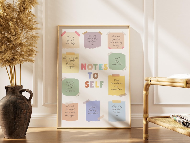 Notes to Self Poster, Motivational Quote Wall Art, Inspirational Quote ...