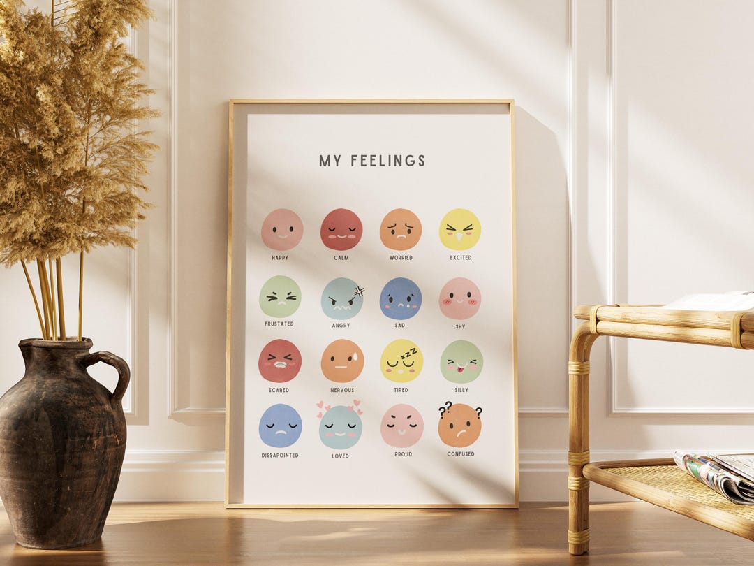 Rainbow Feeling Chart, Feeling Poster, Montessori Homeschool Decor ...