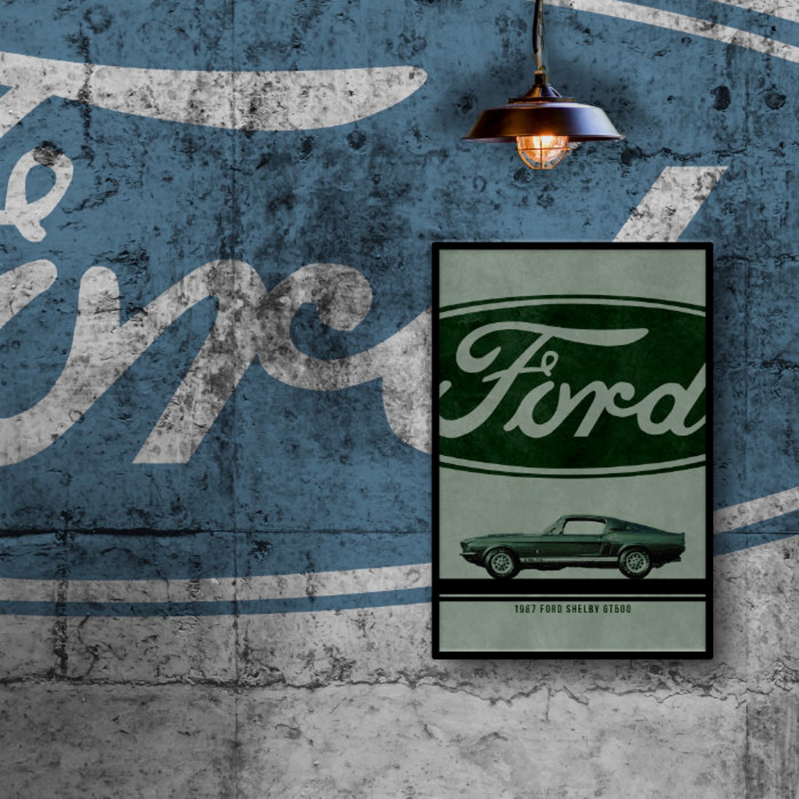 Ford Inspired Poster With Highland Green 67 Shelby Mustang Fastback - Etsy