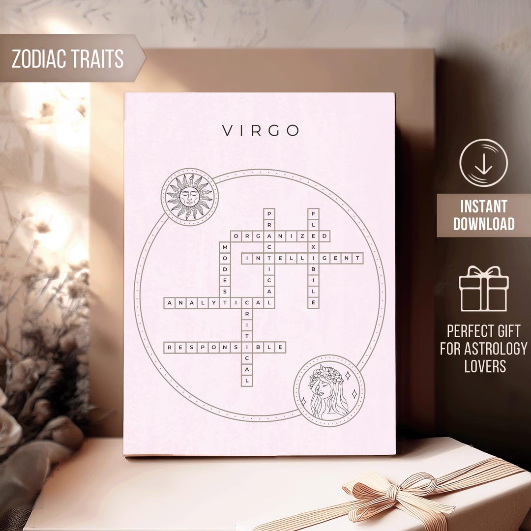 Unique Virgo Gift Idea, Instant Download, Crossword Poster ...