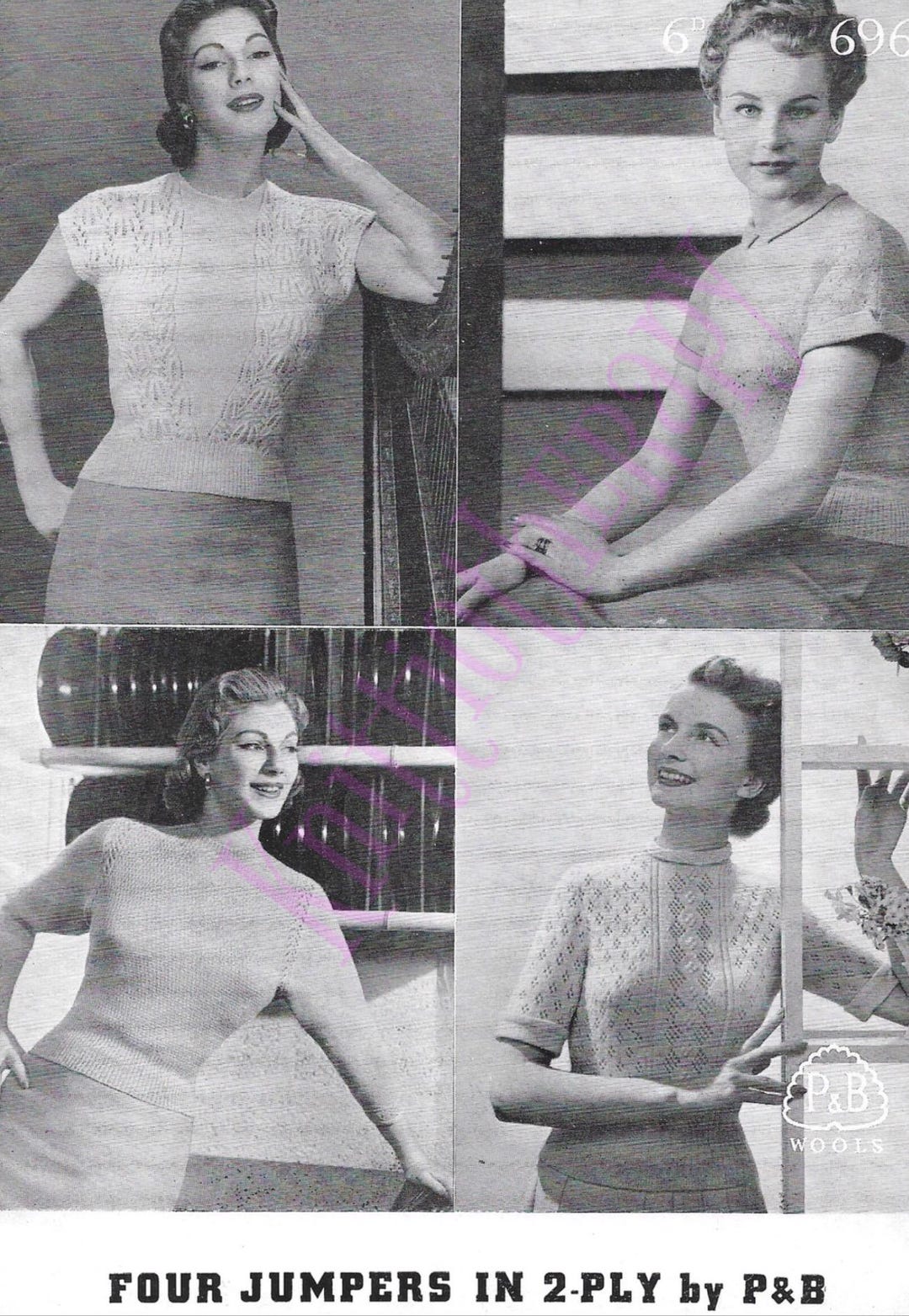 P&B 696 Four Jumpers in 2ply Pdf Knitting Pattern - Etsy