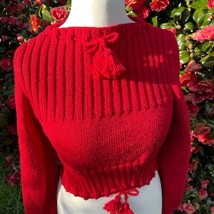 1940s “drawstring” Jumper - Hand Knitted From Vintage Pattern 37” Bust ...