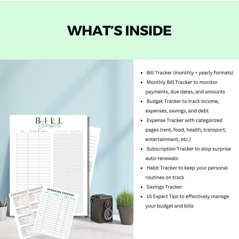 Bill & Budget Tracker | Bill Tracker, Budget Tracker, Budget Planner ...