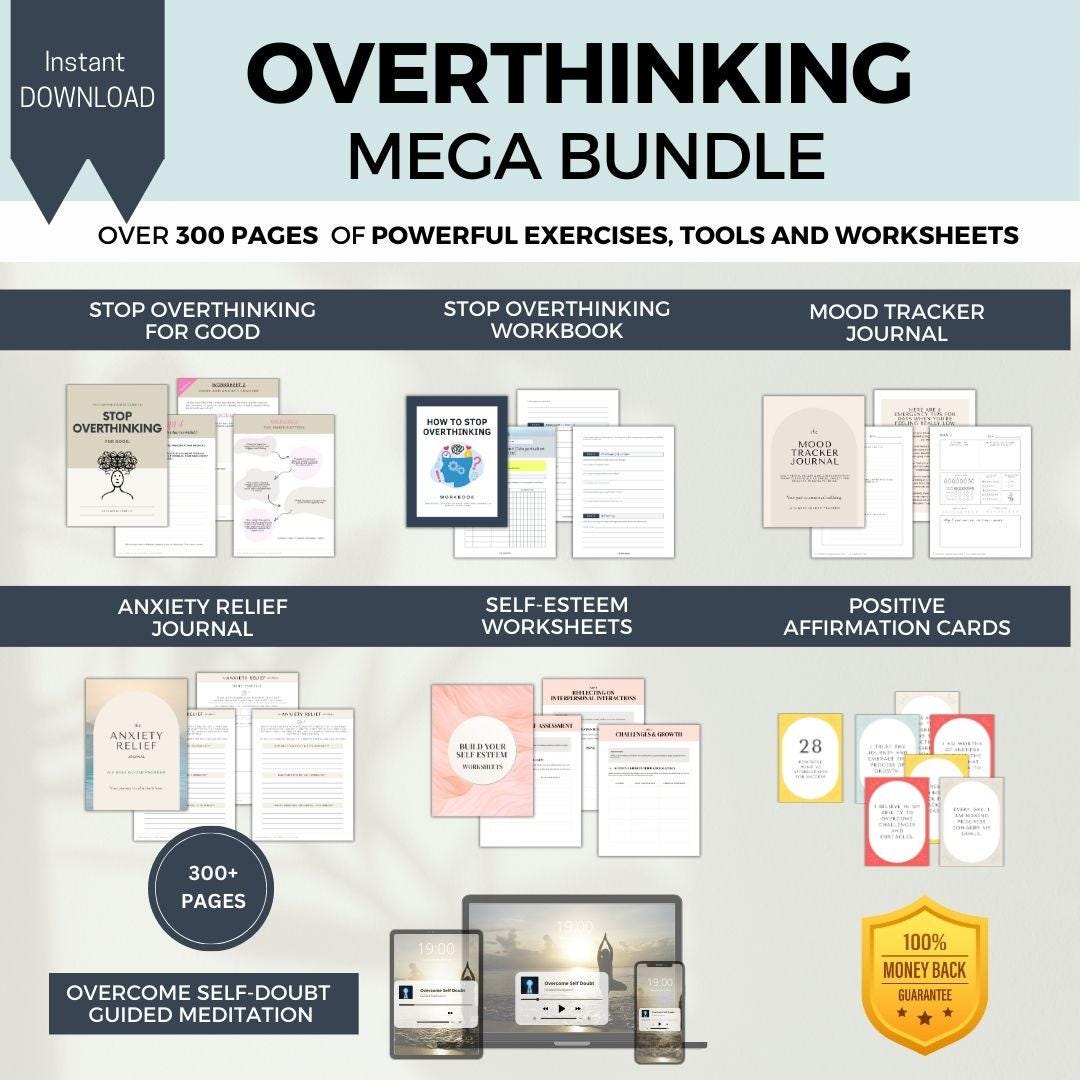 Overthinking Mega Bundle: 300 Pages to Stop Overthinking, Conquer ...