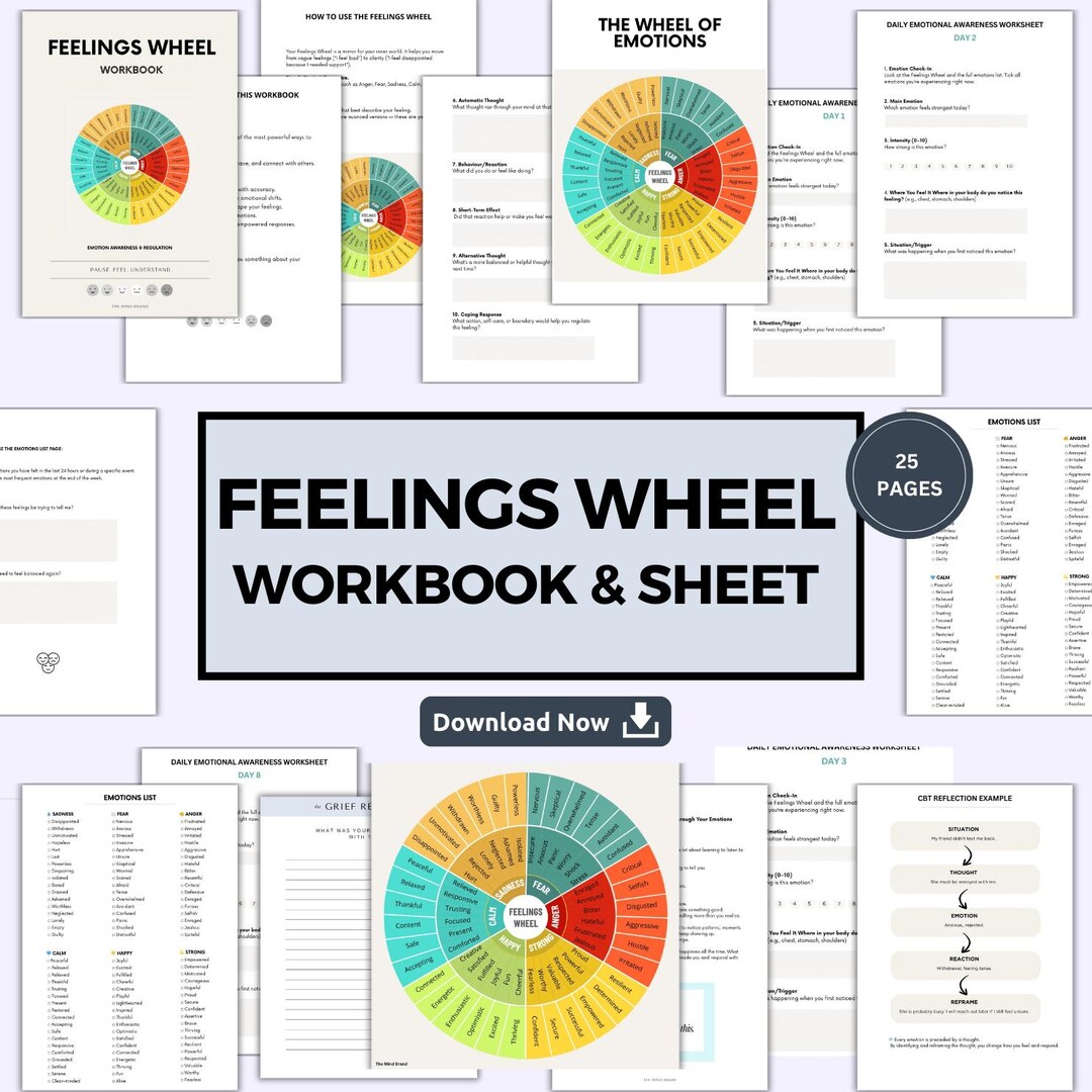 Feelings Wheel | Feelings Wheel Workbook and Journal | Printable ...