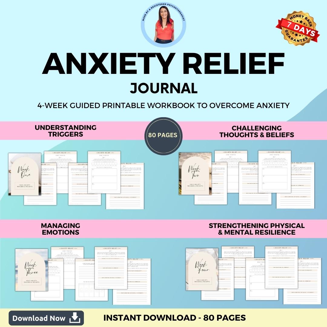 Anxiety Journal: 4-week Step by Step Anxiety Relief Journal, Stress ...