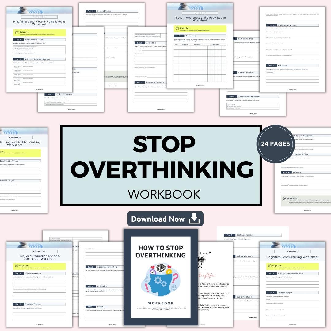 Stop Overthinking Workbook, Personal Development, Self-help Workbook ...