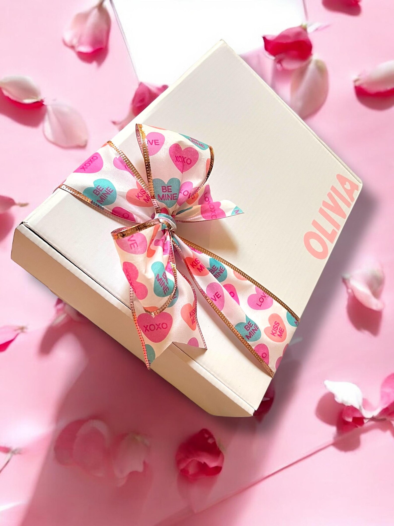 Personalized Name Valentine’s Day Gift Box-galentines Box-pre Made Bow ...
